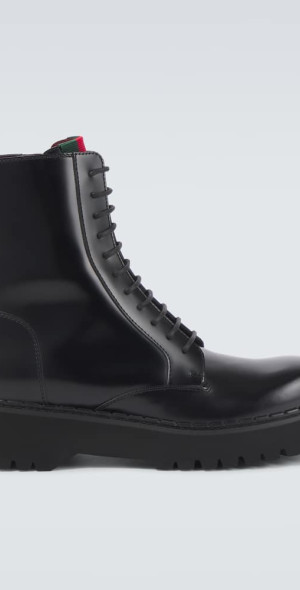 Gucci - Web Stripe leather combat boots