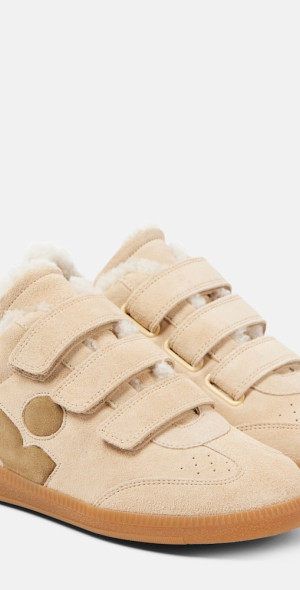 Isabel Marant - Beth shearling-trimmed leather sneakers