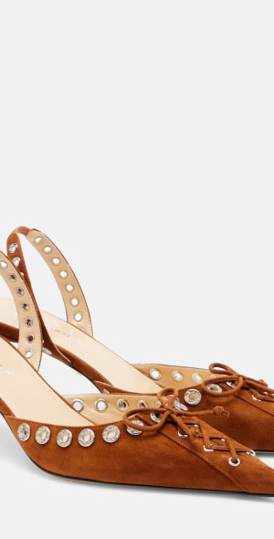 Mach & Mach - Crystalized Corset 65 suede slingback pumps