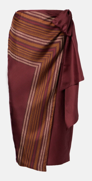 Max Mara - Edro striped silk wrap skirt