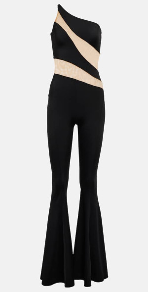 Norma Kamali - Snake paneled mesh fishtail jumpsuit