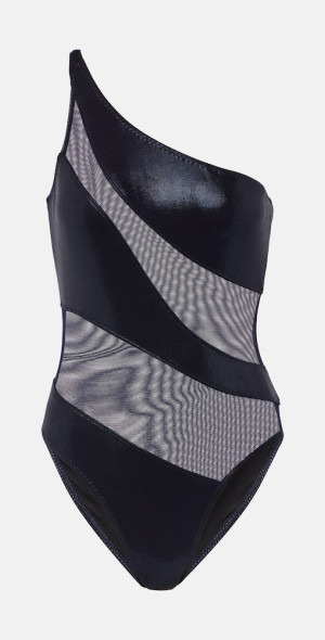 Norma Kamali - Snake paneled one-shoulder swimsuit