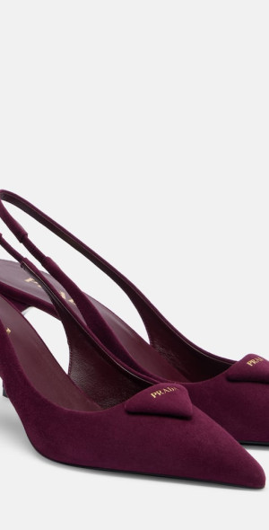 Prada - 75 suede slingback pumps