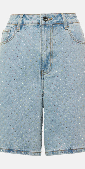 Self-Portrait - Embellished denim shorts