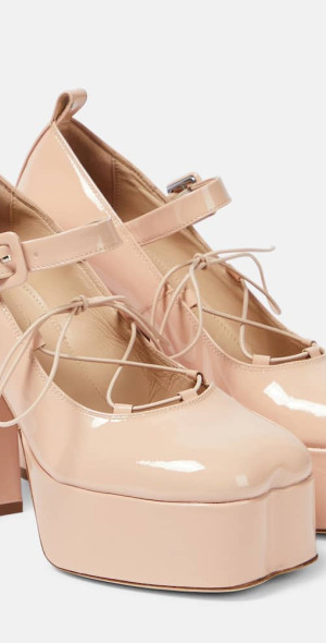 Simone Rocha - Patent leather lace-up platform pumps