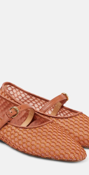 Ulla Johnson - Isobel leather-trimmed mesh ballet flats