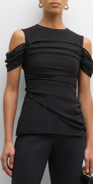 ADEAM - Sylphide Cold-Shoulder Draped Top