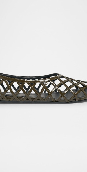 ALAIA - Cage Patent Leather Ballerina Flats