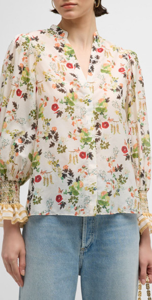 Alice + Olivia - Ilan Button-Front Blouse