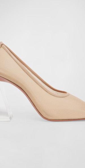 Amina Muaddi - Charlotte Mesh Plexi-Heel Pumps