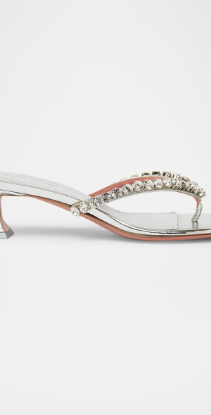 Amina Muaddi - Gigi Crystal Kitten Thong Sandals