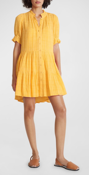 Apiece Apart - Las Alturas Crinkled Puff-Sleeve Mini Dress