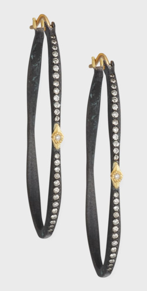 Armenta - Old World Pave Diamond Side Hoop Earrings