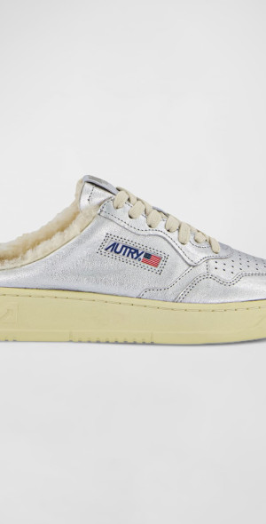 AUTRY - Medalist Metallic Shearling Mule Sneakers