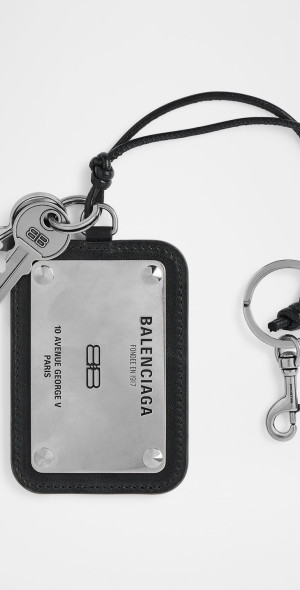 Balenciaga - Men's Logo Plate Keychain with Charms