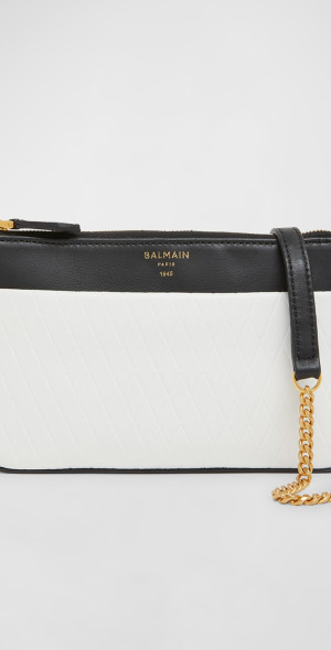 Balmain - 1945 Soft Mini Zipped Crossbody Bag in Embossed Leather Balmain - 1945 Soft Mini Zipped Crossbody Bag in Embossed Leather