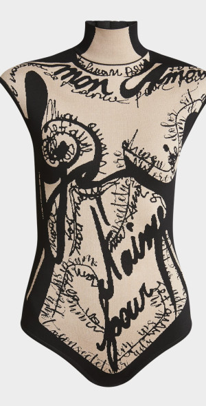 Balmain - Body Script Trompe L'oeil Knit Cap-Sleeve Bodysuit