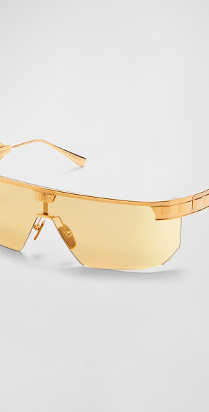Balmain - Major LTD Half-Rimmed Titanium Shield Sunglasses