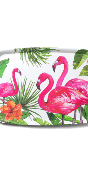 Bamboo Table - Flamingo Tropics Shatter-Resistant Bamboo Serving Tray