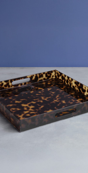 Beatriz Ball - Vida Acrylic Tortoise Large Square Tray With Handles