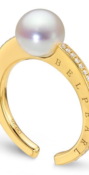 Belpearl - Kobe Slim Pearl & Channel-Set Diamond Ring