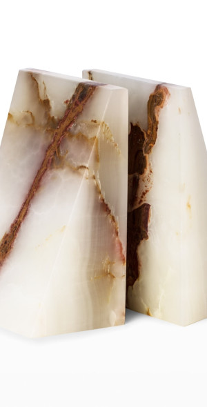 Bey-Berk - Men's Solid Marble Wedge Bookends