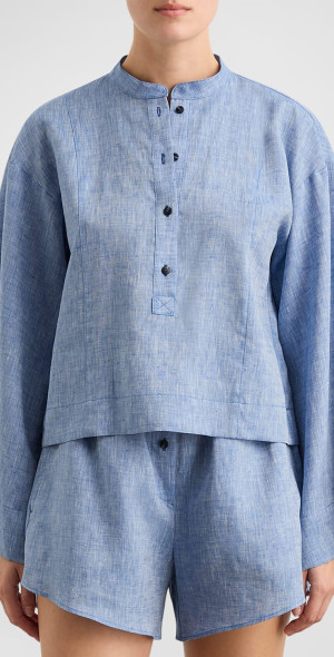 BONDI BORN - Lucca Linen Relaxed Bell-Sleeve Top
