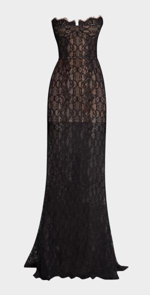 Bronx and Banco - Kiera Strapless Lace Gown with Evening Gloves