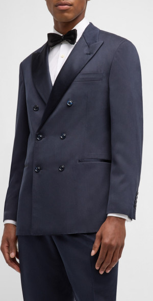 Brunello Cucinelli - Men's Satin-Lapel Double-Breasted Tuxedo