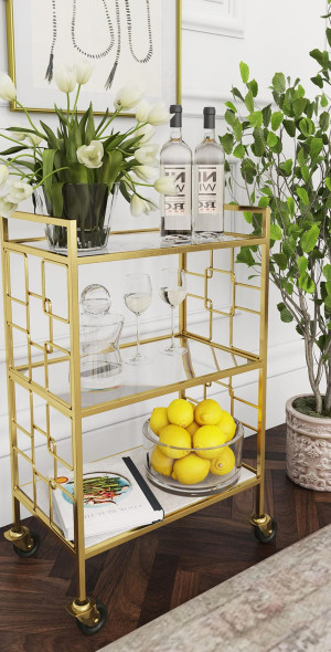 Butler Specialty Co - Aldridge Polished Gold Bar Cart