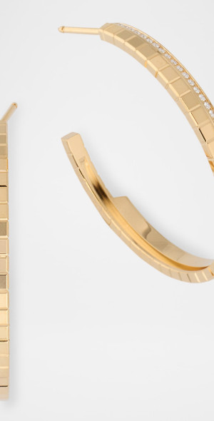 Chopard - Ice Cube 18K Yellow Gold Diamond Hoop Earrings