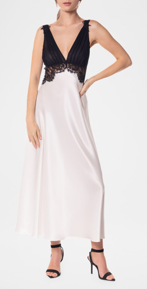 Christine Lingerie - Diva Lace-Trim Silk Charmeuse Nightgown