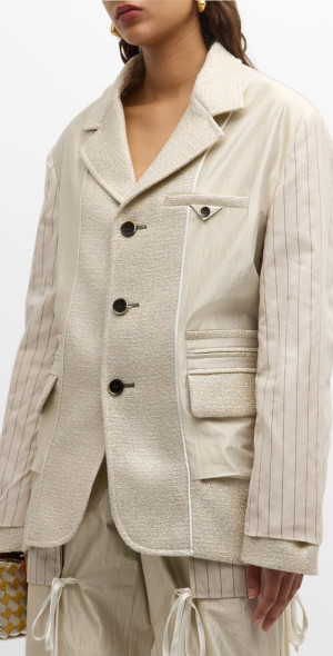 CHRISTOPHER JOHN ROGERS - Metallic Taffeta Inside Out Blazer Jacket