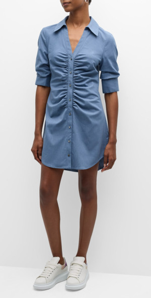 Cinq a Sept - Elina Ruched Short-Sleeve Mini Dress