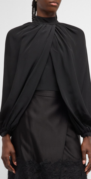 Co - Crossover Draped Long-Sleeve Blouse