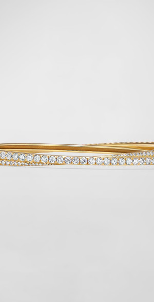 David Yurman - 2-Row Pave Crossover Bracelet with Diamonds in 18K Gold ...