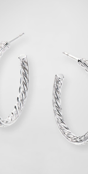 David Yurman - Small Hoop Earrings w/ Pave Diamonds