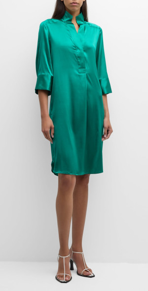 Dea Kudibal - Kamilles Dea High-Collar Silk Satin Shirtdress