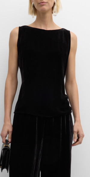 Eileen Fisher - Bateau-Neck Velvet Tank