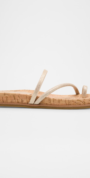 Eileen Fisher - Dorado Metallic Suede Toe-Ring Slide Sandals