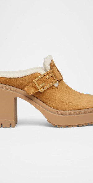 Fendi - Shearling-Lined Leather Platform Mules