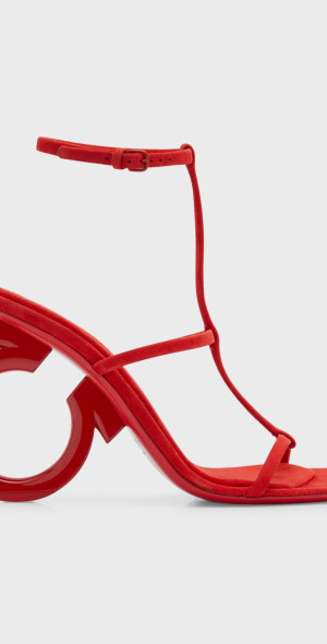 FERRAGAMO - Elina Suede Gancio-Heel Sandals