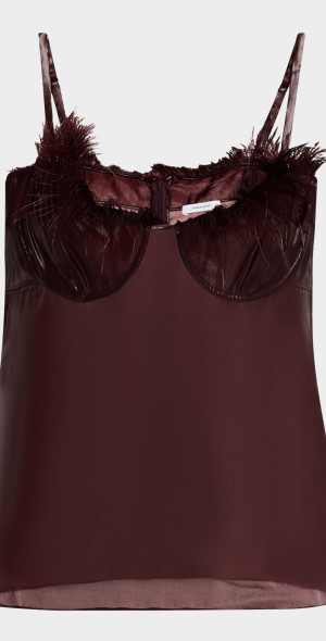 Ferragamo - Feather-Trim Bustier Sheer Cami