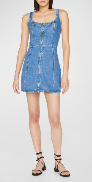 FRAME - Denim Zip-Front Mini Dress