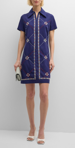 Frances Valentine - Mabel Beaded Zip Front Mini Dress