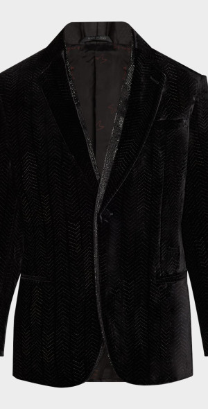 Giorgio Armani - Men's Velvet Fishbone-Print Dinner Jacket