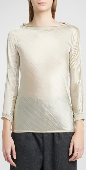 Giorgio Armani - Shiny Viscose Raw-Edge Blouse