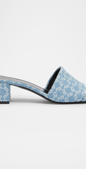 Givenchy - 4G Denim Block-Heel Mule Sandals