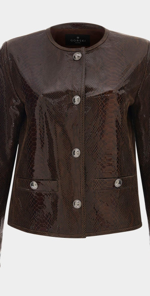 Gorski - Metis Python-Print Suede Jacket