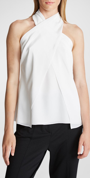 Halston - Samira Crossover Halter Blouse